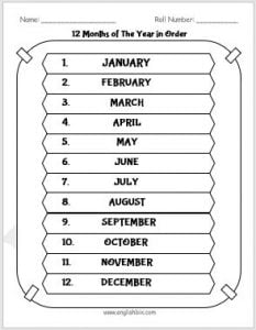 12 Months of the Year Worksheets & Printables - EnglishBix