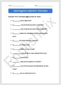 Fill in The Blank with Interrogative Adjectives - EnglishBix