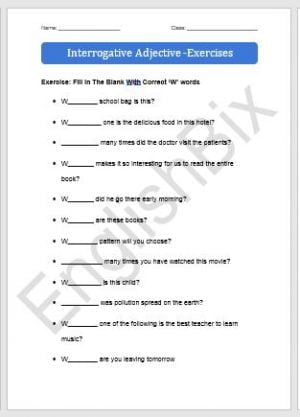 Fill in The Blank with Interrogative Adjectives - EnglishBix