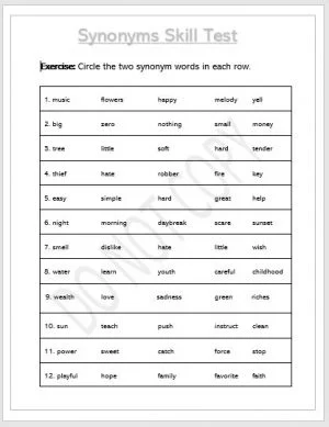 Circle and Write the Synonyms of the Given Words - EnglishBix