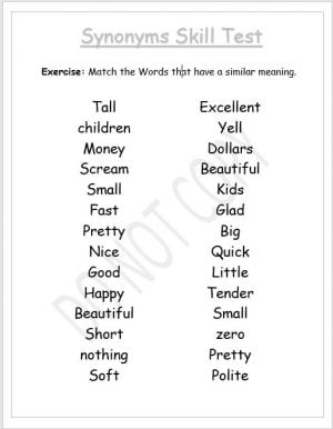 Synonyms Matching and Filling Exercise for Beginners - EnglishBix