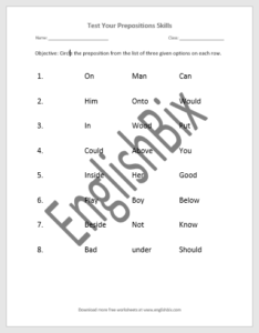 Mixed Prepositions Worksheets & Printables - EnglishBix