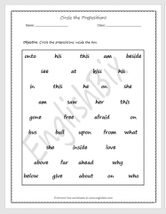 Circle the Prepositions Worksheets & Printables - EnglishBix