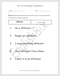 Fry Sight Words Worksheets & Printables - EnglishBix