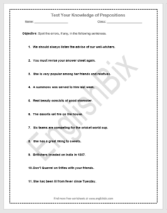 Finding Errors Worksheets & Printables - EnglishBix