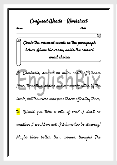 Read and Circle the Misused Words in the Given Paragraph - EnglishBix