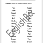 Match the Words which Have Similar Sounds - EnglishBix