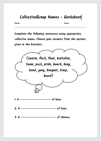 Use Appropriate Group Word from Cloud to Complete Sentences - EnglishBix