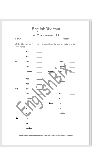 Yes or No - Check if You can use Bold word Before the Given Words ...