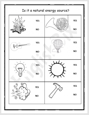 Sources of Energy Picture Workbook for Kids - EnglishBix