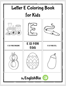 Letter E Pictures Coloring Book for Kids - EnglishBix