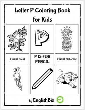 Letter P Pictures Coloring Book for Kids - EnglishBix