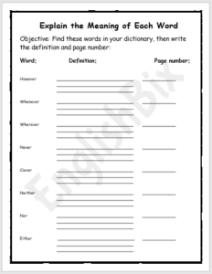 Word Meanings Using Dictionary Workbook for Kids - EnglishBix