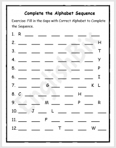 Alphabet Sequence Test Activities Workbook - EnglishBix
