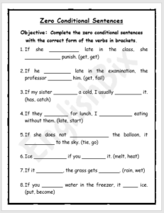 Zero Conditional Sentences Exercise Workbook - EnglishBix