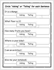 Identify Asking and Telling Sentences Workbook - EnglishBix