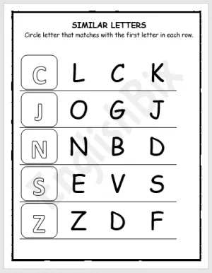 Finding Similar Capital Letters in Row Worksheet - EnglishBix
