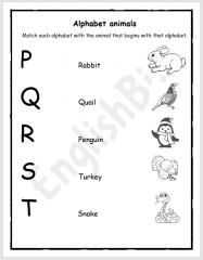 A to Z Matching Animals Activity Worksheets - EnglishBix