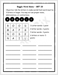4x4 Boggle Word Puzzle Sheets Set for Children - EnglishBix