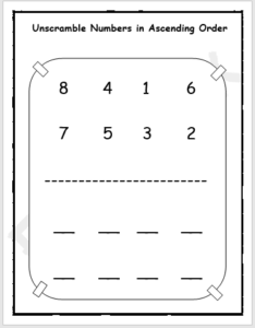 Number Scramble in Order Activity Workbook - EnglishBix