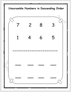 Number Scramble in Order Activity Workbook - EnglishBix