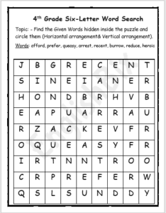 Fourth Grade Word Search Puzzles Printable Workbook - EnglishBix