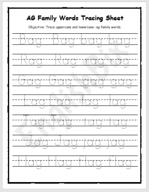 AG Word Family Activity Worksheets for Kids - EnglishBix