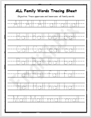 35 Word Family Words Tracing Activity Workbook - EnglishBix