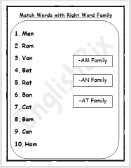AT Word Family Activities Worksheet for Kindergarten - EnglishBix