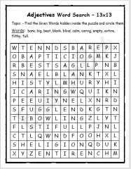 Adjectives Word Search Printable Worksheet - EnglishBix