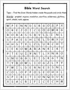 Holy Bible Word Search Puzzles Printable Workbook - EnglishBix