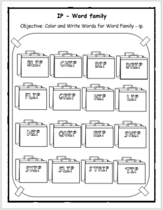 IP Word Family Activity Worksheets for Kids - EnglishBix