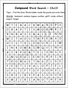 Compound Words Word Search Printable - EnglishBix