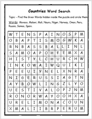 Countries Word Search Puzzles Workbook - EnglishBix