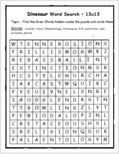 Dinosaurs Word Search Puzzle Printable - EnglishBix