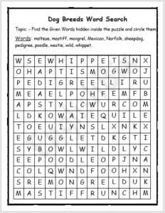 Dog Breeds Word Search Puzzles Workbook - EnglishBix