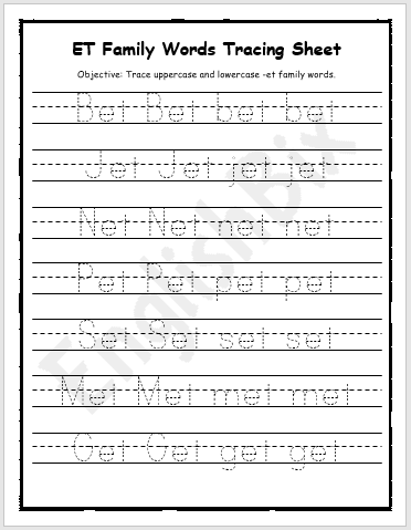 ET Word Family Printable Worksheets - EnglishBix