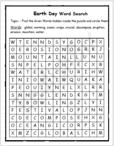 Earth Day Word Search Printable - EnglishBix