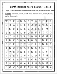 Earth Science Word Search Printable - EnglishBix