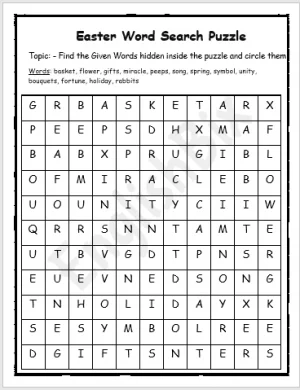 Easter Holidays Word Search Puzzles Workbook - EnglishBix