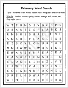February Word Search Printable - EnglishBix