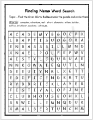 Finding Nemo Word Search Printable - EnglishBix