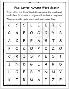 Autumn Season Word Search Printable - EnglishBix