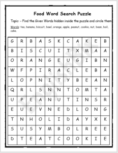 Food Items Word Search Puzzles Workbook - EnglishBix