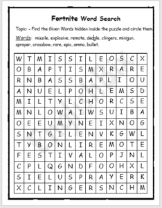 Fortnite Game Word Search Puzzles Workbook - EnglishBix