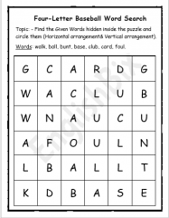 Baseball Word Search Puzzles Printable - EnglishBix