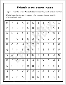 Friends Word Search Puzzles Workbook - EnglishBix