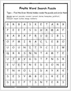 Fruits Word Search Puzzles Workbook - EnglishBix