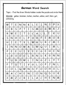 German Word Puzzles Printable Workbook - EnglishBix