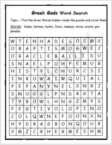 Greek Gods and Goddesses Word Puzzles Workbook - EnglishBix